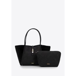 Wittchen Damen-Einkaufstasche aus &Ouml;ko-Leder und Kunstpelz, schwarz