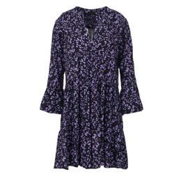 Lila und Schwarzes A-Linien-Kleid mit Glocken&auml;rmeln
