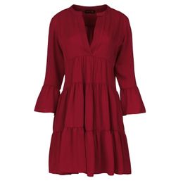 Weinfarbenes Kleid aus Viskose mit gerafften N&auml;hten