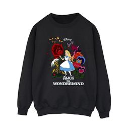 Disney - "Alice In Wonderland Flowers" Sweatshirt f&uuml;r Damen (Schwarz)