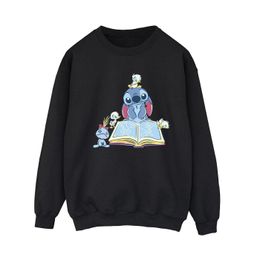 Disney - "Lilo & Stitch Reading A Book" Sweatshirt f&uuml;r Damen (Schwarz)