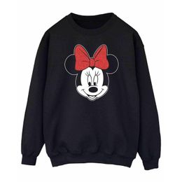Disney Damen/Damen Minnie Mouse Kopf Sweatshirt (Schwarz)