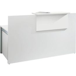 Empfangstheke Come-In, 1 Ablage, gerade, Breite 1600 mm, wei&szlig;/wei&szlig;