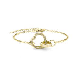 Verschlossenes Herz-Armband - Gold und Kristall