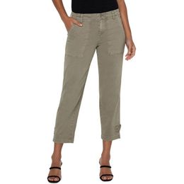 Utility Crop Cargo Jeans mit gerafftem Bein in Zinngr&uuml;n