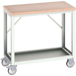 Mobile Werkbank Bott verso, Multiplex-Platte, 1 Ablageboden, mit Querstrebenset, B 1000 x T 600 x H 930 mm, RAL 7035 Lichtgrau
