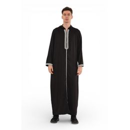 Herren Eid Schwarz Kapuzen marokkanische Thobe Robe Djellaba Gandoura Ramadan Jubba- HM3