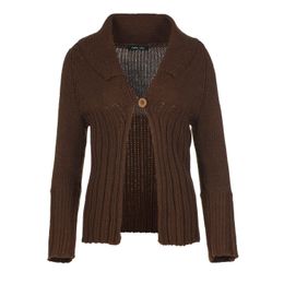 Brauner Strickcardigan mit einem Knopfverschluss