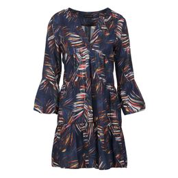 Blattdruck A-Linien-Kleid mit Glocken&auml;rmeln