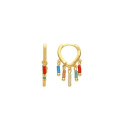 Luxenter Ohrringe aus 925er Sterlingsilber und mehrfarbig lackiert, mit 18 Karat Gelbgold-Finish &ndash; Kelao