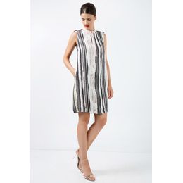 Gestreiftes gerades Kleid mit Knopfleiste