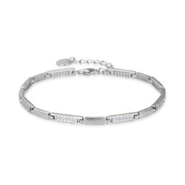 Luxenter Armreif, Kinusi aus 925er Sterlingsilber und rhodinierten, gl&auml;nzenden Zirkonias