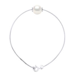 Maschenarmband Serpentin Rund S&uuml;&szlig;wasserperle und Wei&szlig; 9-10 mm 925