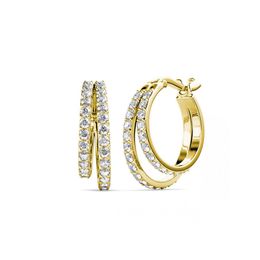 Duo-Ring-Ohrringe - Gold und Kristall