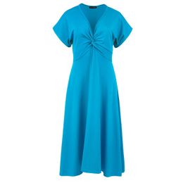 T&uuml;rkisfarbenes Midikleid mit Knotendetail