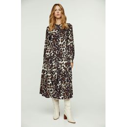 Tiermuster-Stufenkleid mit Knopfleiste