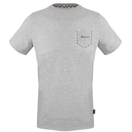 Aquascutum Karo-Taschenbesatz T-Shirt grau