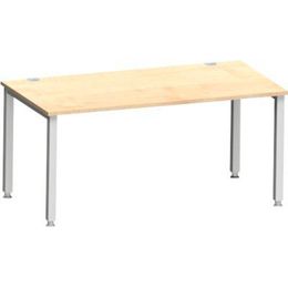 Sch&auml;fer Shop Schreibtisch MODENA FLEX, Rechteck, 4-Fu&szlig; Quadratrohr, B 1600 x T 800 x H 720-820 mm, Ahorn/wei&szlig;aluminium