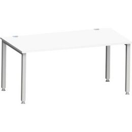 Sch&auml;fer Shop Schreibtisch MODENA FLEX, Rechteck, 4-Fu&szlig; Quadratrohr, B 1600 x T 800 x H 720-820 mm, wei&szlig;/wei&szlig;aluminium