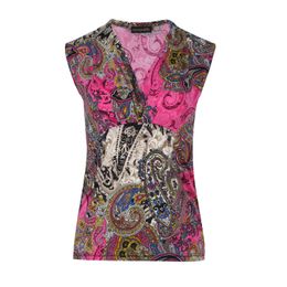 Druck Fuchsia V-Ausschnitt Jersey Top
