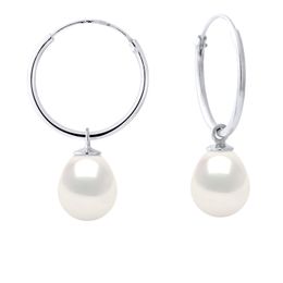 Ohrringe aus Silber 925, rhodiniert und echten S&uuml;&szlig;wasserperlen, Birne 8-9 mm