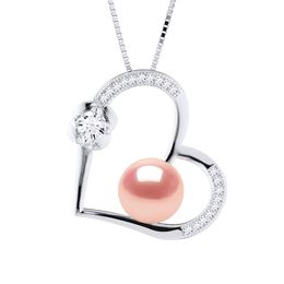 LOVE Halskette S&uuml;&szlig;wasserperle 8-9mm Rose 925