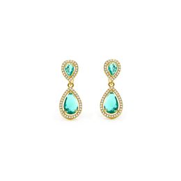 Luxenter Ohrringe aus gr&uuml;nem Paraiba-Hydrothermalquarz mit 18 Karat Gelbgold-Finish &ndash; Misim