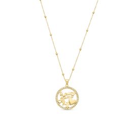 Luxenter Halskette aus 925er Sterlingsilber mit Zirkonia-Brillanten, 18 Karat Gelbgold-Finish &ndash; Mama