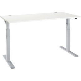 Sch&auml;fer Shop Sch&auml;fer Shop Select Schreibtisch ERGO-T 2.0, elektrisch h&ouml;henverstellbar, Rechteck, T-Fu&szlig;, B 1600 x T 800 x H 640-1300 mm, wei&szlig;/wei&szlig;alu