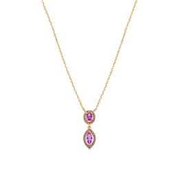 Luxenter Halskette aus 925er Sterlingsilber mit rosa Zirkonia, 18 Karat Gelbgold-Finish &ndash; Ontary