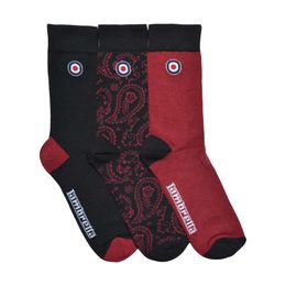 Lambretta - Socken f&uuml;r Herren (3er-Pack) (Schwarz/Weinrot)