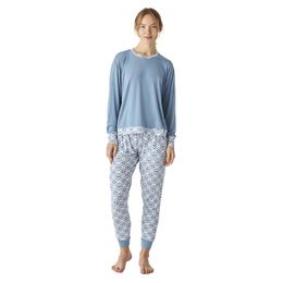 JJB1 Damen-Pyjama aus d&uuml;nnem Modal mit langen &Auml;rmeln