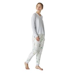Damen-Pyjama mit V-Ausschnitt und langen &Auml;rmeln JJBEP1101