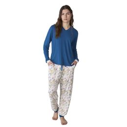 JJBFP0400 Lang&auml;rmeliger Schlafanzug aus Baumwolle f&uuml;r Damen
