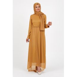 Glitzernd Falten Abendkleid Beige-Braun