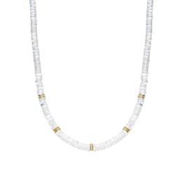Luxenter Halskette aus 925er Sterlingsilber und wei&szlig;em Perlmutt, 18 Karat Gelbgold-Finish &ndash; Landir