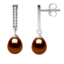 Ohrringe H&auml;ngeohrringe S&uuml;&szlig;wasserperlen 6-7mm Schokoladenbirnen Schmuck 925