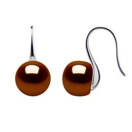 Ohrringe Haken S&uuml;&szlig;wasserperlen 9-10 mm Chocolate Buttons 925