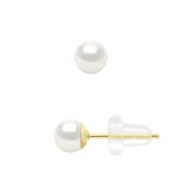 Ohrringe Gelbgold 750 - Echte S&uuml;&szlig;wasser-Zuchtperlen rund 4-5 mm