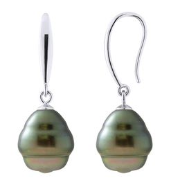 Ohrringe aus Silber 925 und echten Tahiti-Zuchtperlen, eingekreist 10-11 mm
