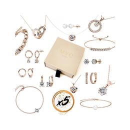 5 &Uuml;berraschungsjuwelen in einer Geschenkbox - Rose Gold und Kristall