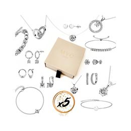 5 &Uuml;berraschungsjuwelen in einer Geschenkbox - Silber und Kristall