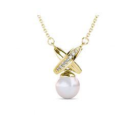 Collier Chris Pearl - Dor&eacute; et Cristal