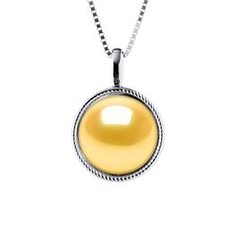 AURA Halskette S&uuml;&szlig;wasserperle 9-10mm Golden 925