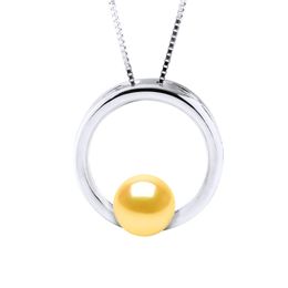 CIRCLE Halskette S&uuml;&szlig;wasserperle rund 8-9 mm Gold 925