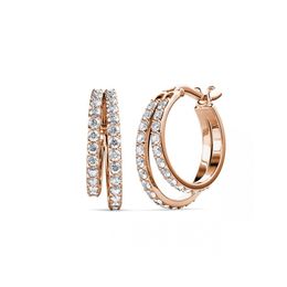 Duo-Ring-Ohrringe - Ros&eacute;gold und Kristall