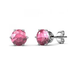 Geburtsstein-Oktober-Ohrringe - Silber und Rosa