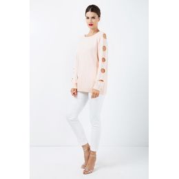 Lockerer Apricot-Pullover mit Lochmuster