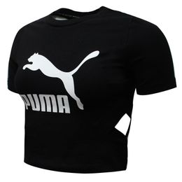 Puma Womens Classics Logo ausschneiden Crop Top Black T-Shirt 579208 01