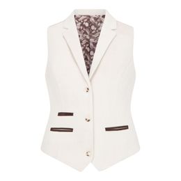 Cremefarbene Tailored Fit Weste aus Wollmischung und Tweed f&uuml;r Damen